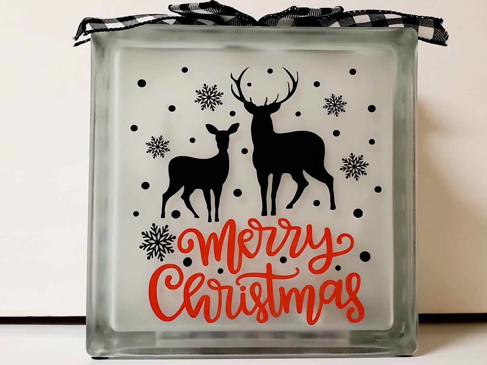 Glass Block, Glass Block Lights, Christmas Décor, Christmas Light Glass ...