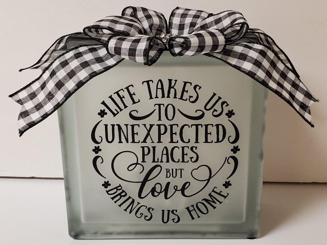 Lighted Glass Block Family Lighted Glass Block Family Gift - Etsy