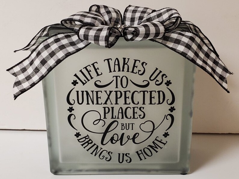 Lighted Glass Block Family Lighted Glass Block Family Gift - Etsy