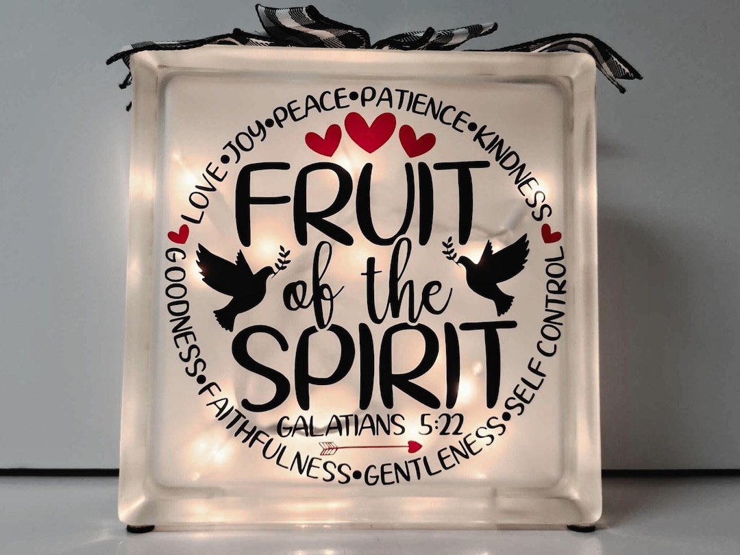 Glass Block, Lighted Glass Block, Glass Cube, Christian Gift, Fruit of ...