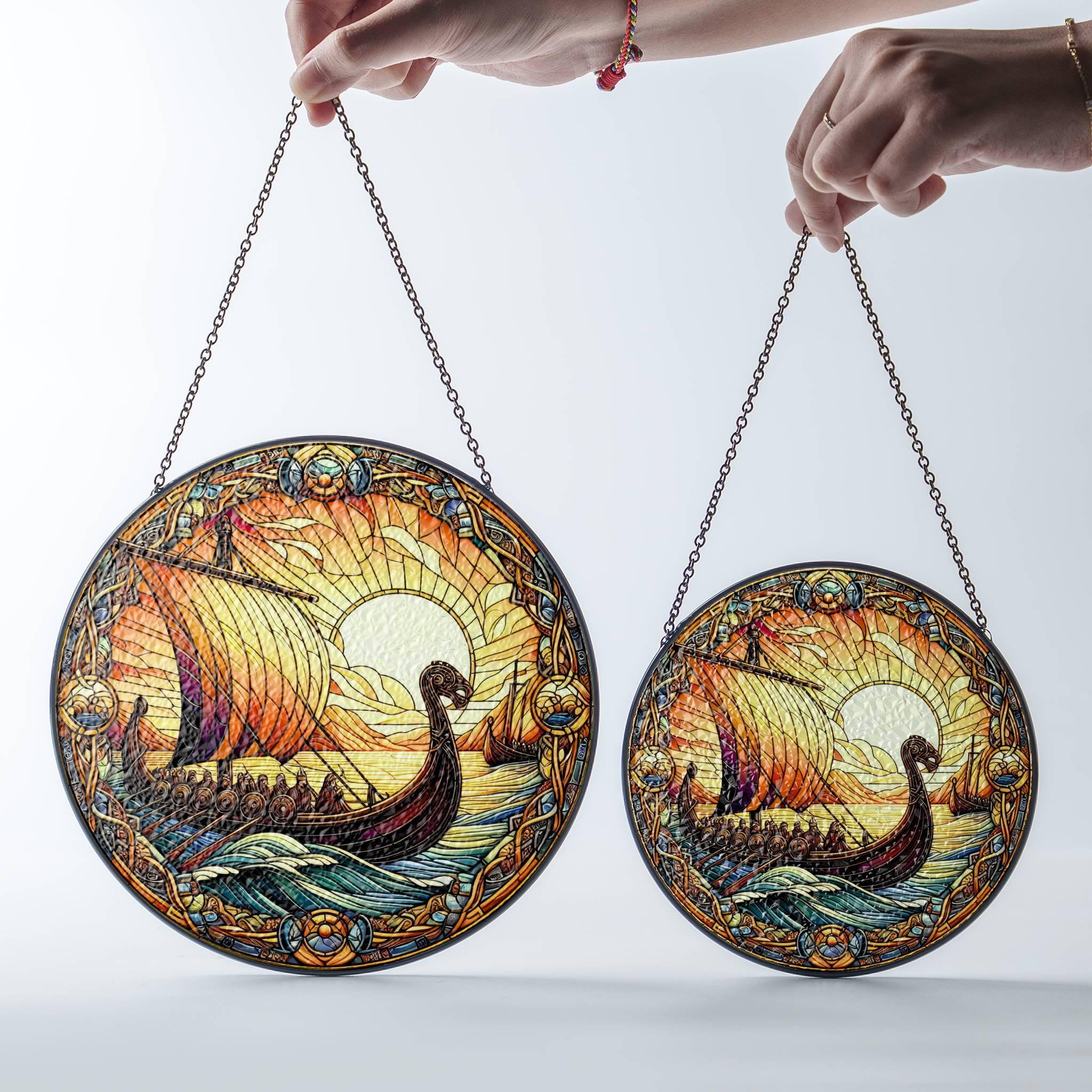 Viking Longship Suncatcher: Stained Glass Window Hanging - Etsy