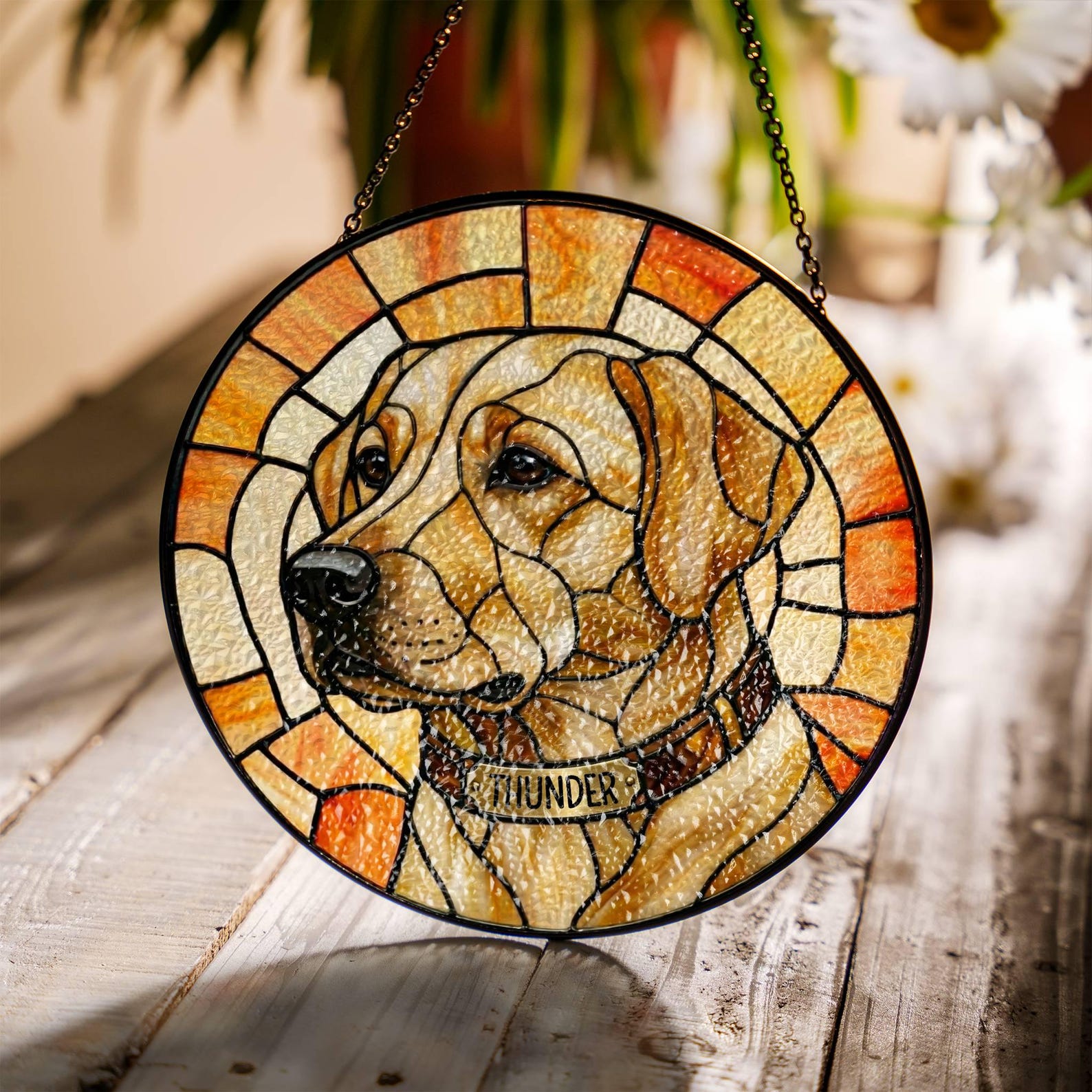 Personalized Labrador Stained Glass Suncatcher: Custom Name Labrador ...