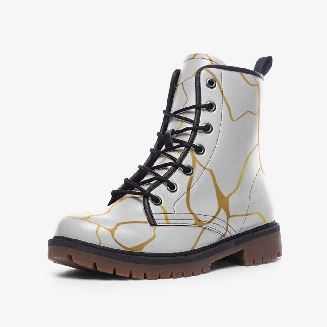 Kintsugi White Boots, Kintsugi Vegan Leather Combat Boots Kintsugi ...