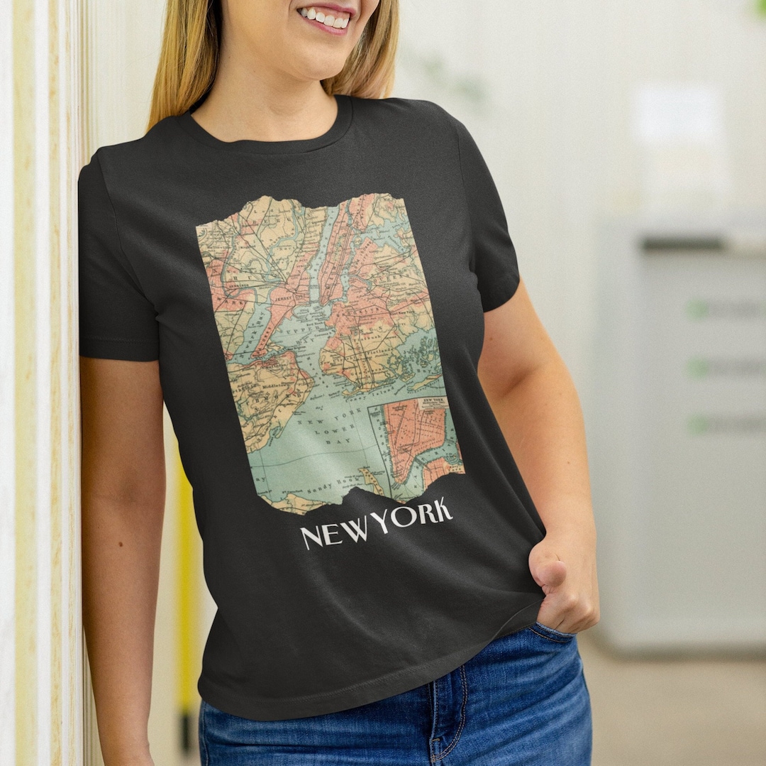 New York Shirt, New York City Vintage Map T-shirt New York Traveling ...