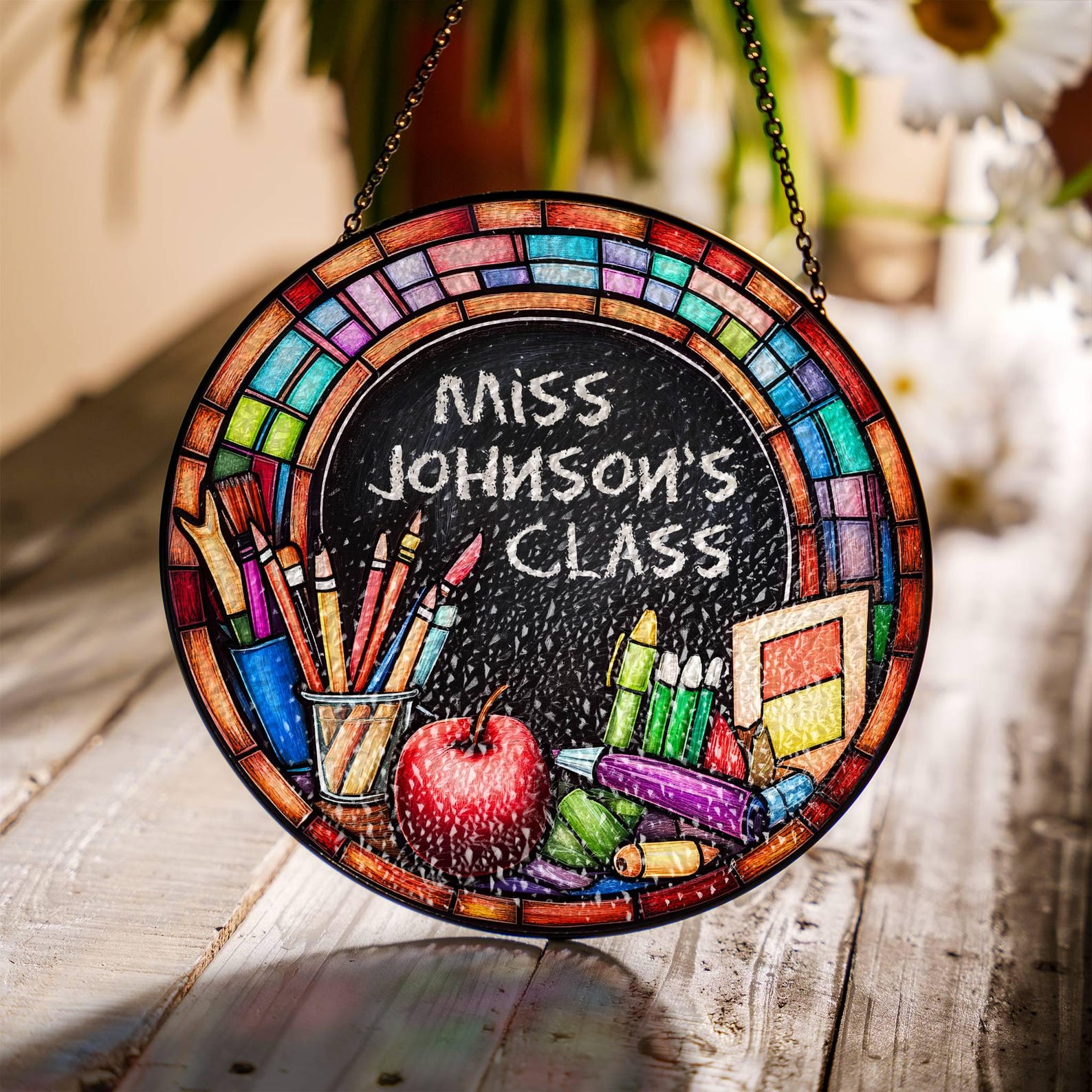 Personalized Teacher Stained Glass Suncatcher: Classroom Decor Gift - Etsy