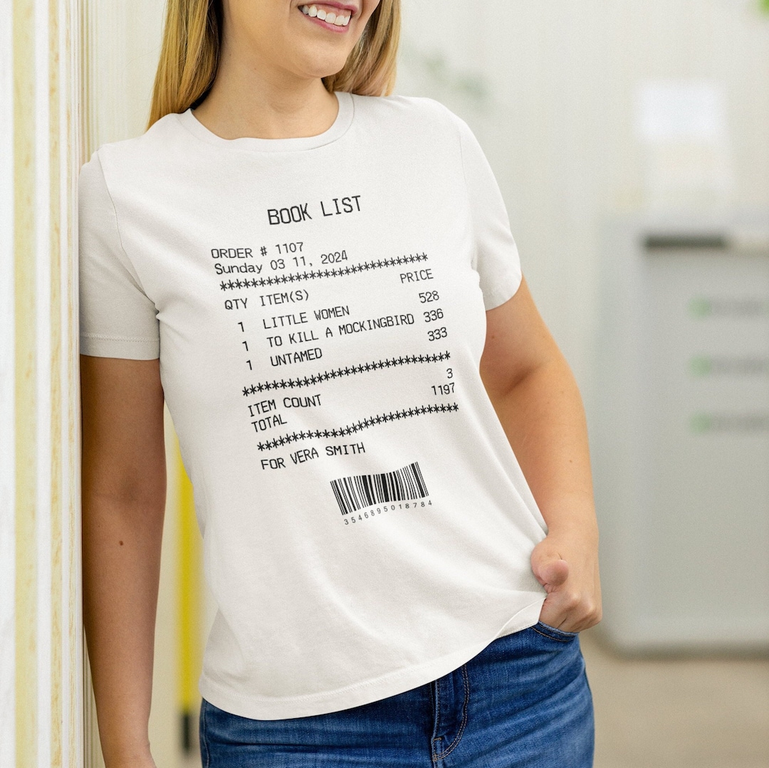 Personalized Book Receipt Shirt: Custom Librarian T-shirt - Etsy