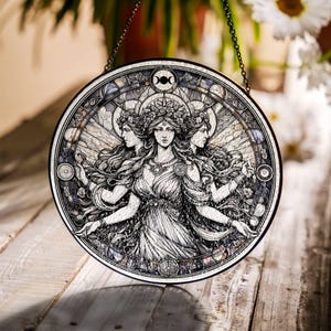Hekate Stained Glass Suncatcher Triple Goddess Hecate Window Hanging ...