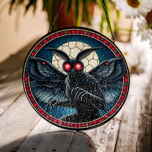 Mothman Stained Glass Suncatcher Mothman Lightcatcher Cryptid Window ...