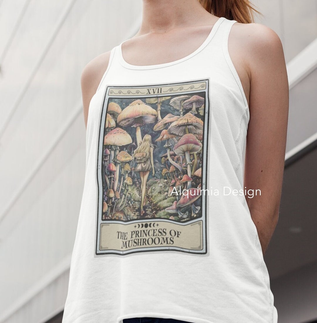 The Princess of Mushrooms Tarot Card Tank Top, Mushroom Shirt Foraging ...