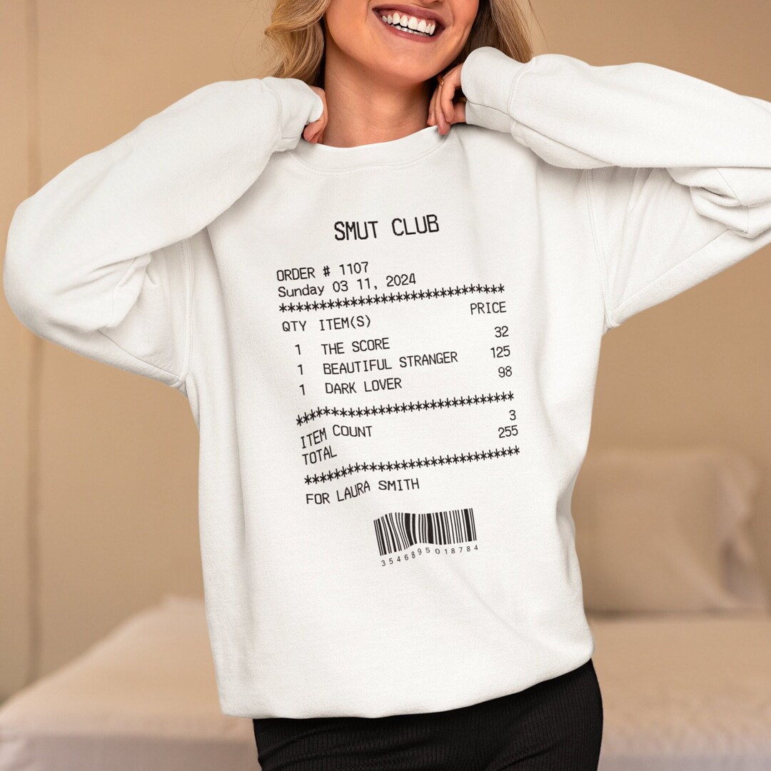 Personalized Smut Book Receipt Sweatshirt, Custom Book Lover Sweatshirt ...