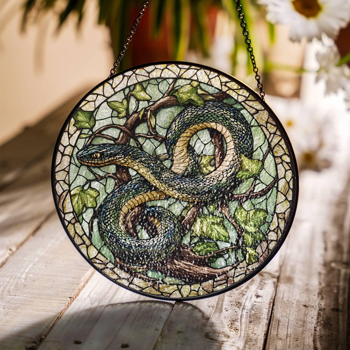 Snake Stained Glass Suncatcher: Window Hanging, Home Decor, Zodiac Gift ...