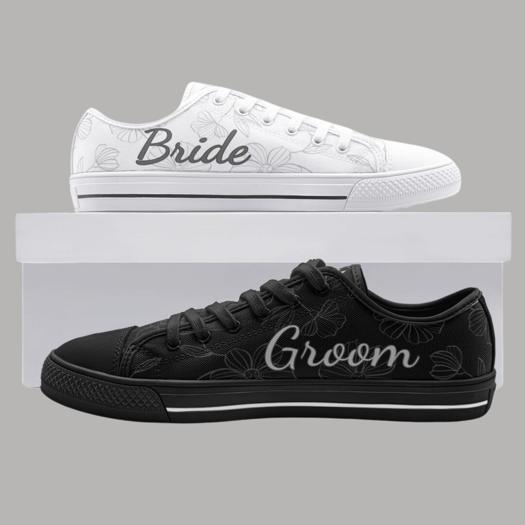 Bride Groom Matching Custom Shoes, Wedding Shoes Personalized Bridal ...