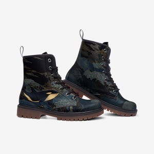 Orca Boots Killer Whale Vegan Leather Combat Boots Sea Life Ocean Lover ...