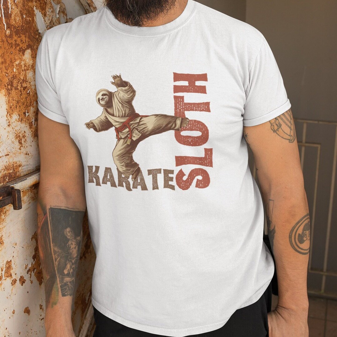 Karate Sloth Tshirt, Martial Arts Shirt Karate Lover Gift Funny Sloth ...