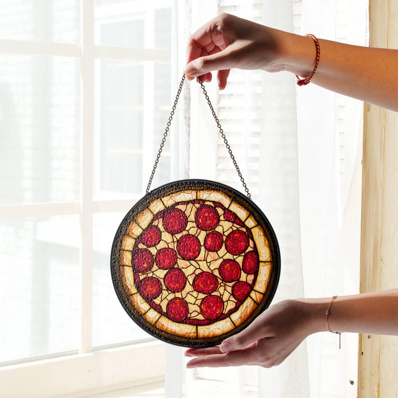 Pizza Stained Glass Suncatcher: Italian Food Window Hanging - Etsy