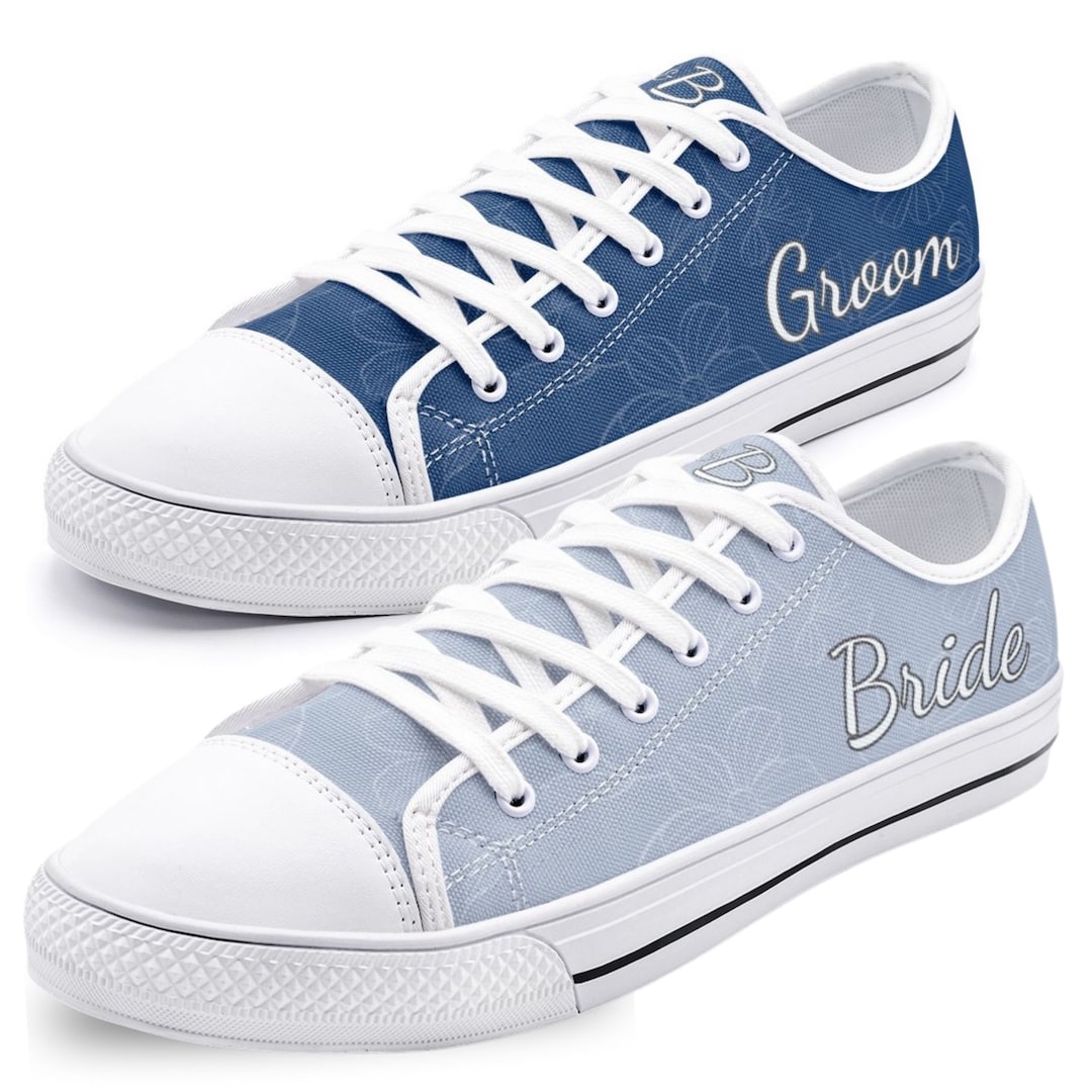 Dusty Blue Wedding Sneakers, Bride and Groom Matching Sneakers for ...