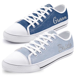 Dusty Blue Wedding Sneakers, Bride and Groom Matching Sneakers for ...