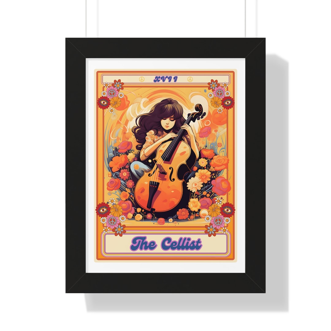 Cello Wall Art, the Cellist Tarot Card Framed Print, Cello Wall Decor ...