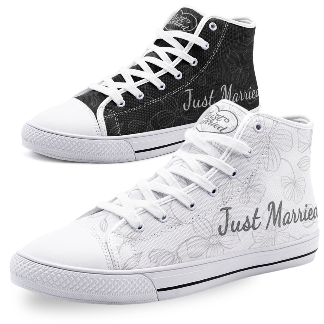 Just Married Husband and Wife Matching Sneakers Bride and Groom ...