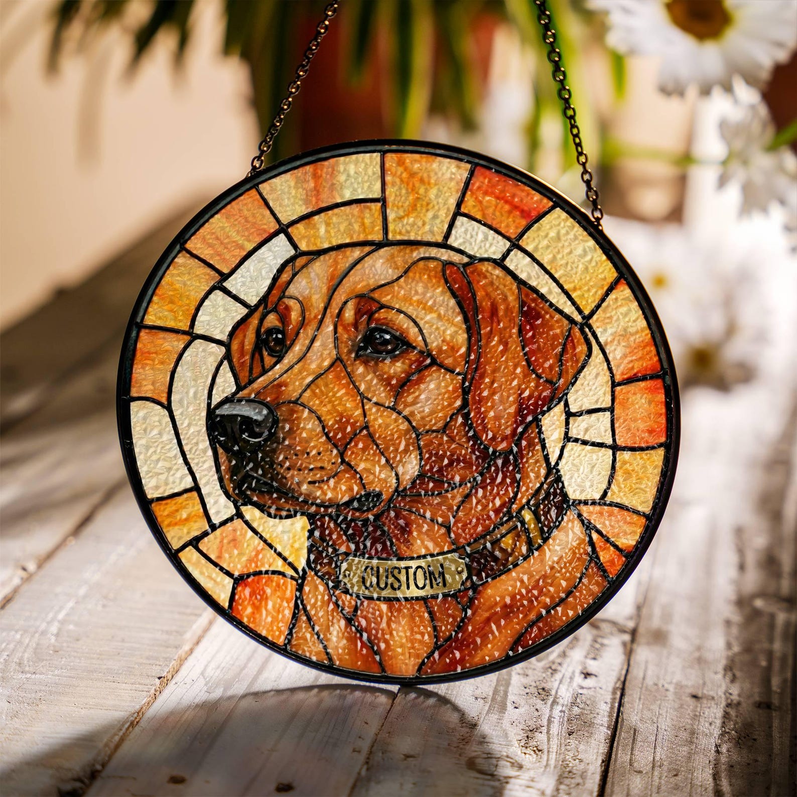 Personalized Labrador Stained Glass Suncatcher: Custom Name Labrador ...