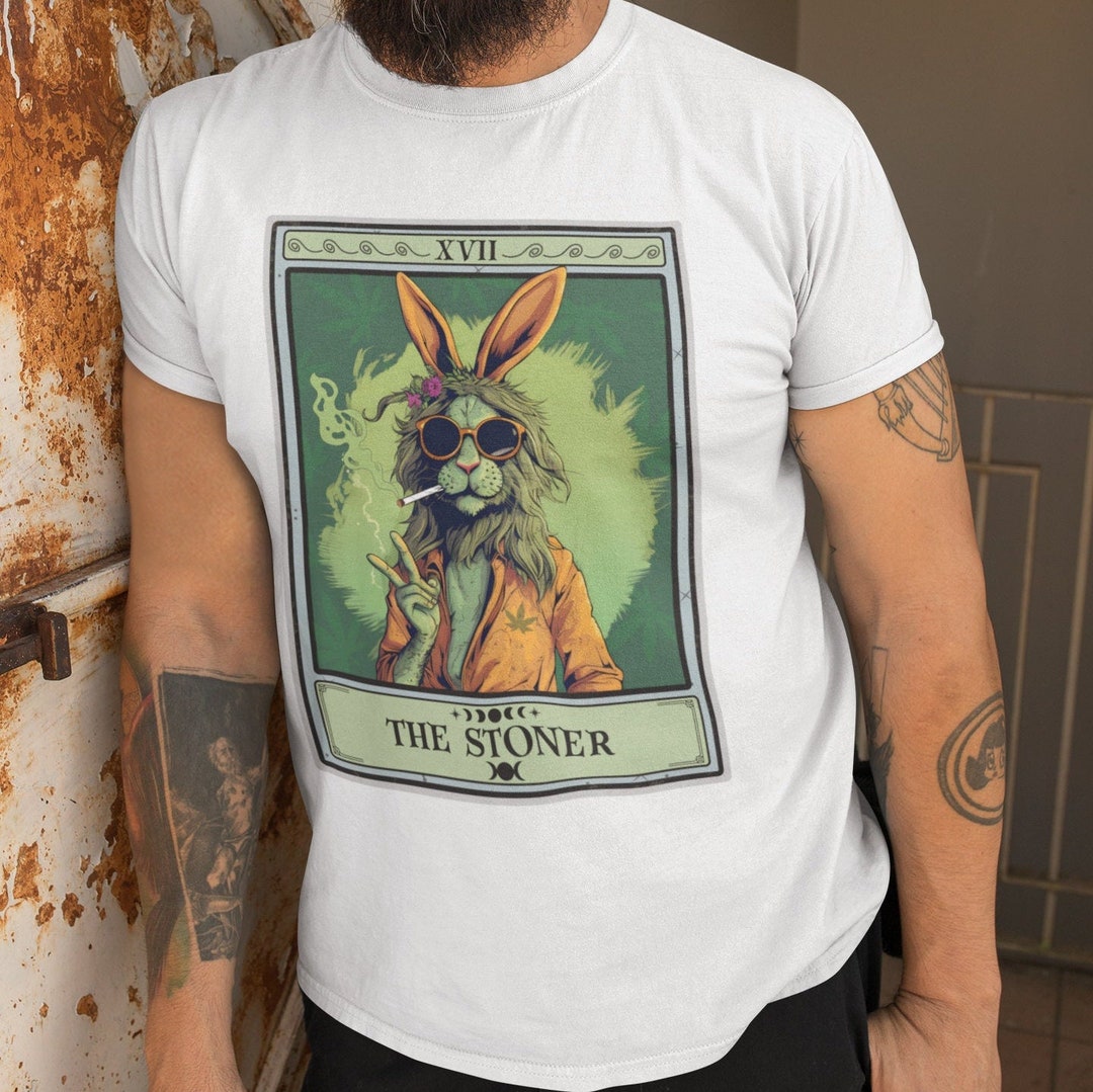The Stoner Tarot Card Shirt, Bunny Shirt Rabbit Weed Tshirt Cannabis ...