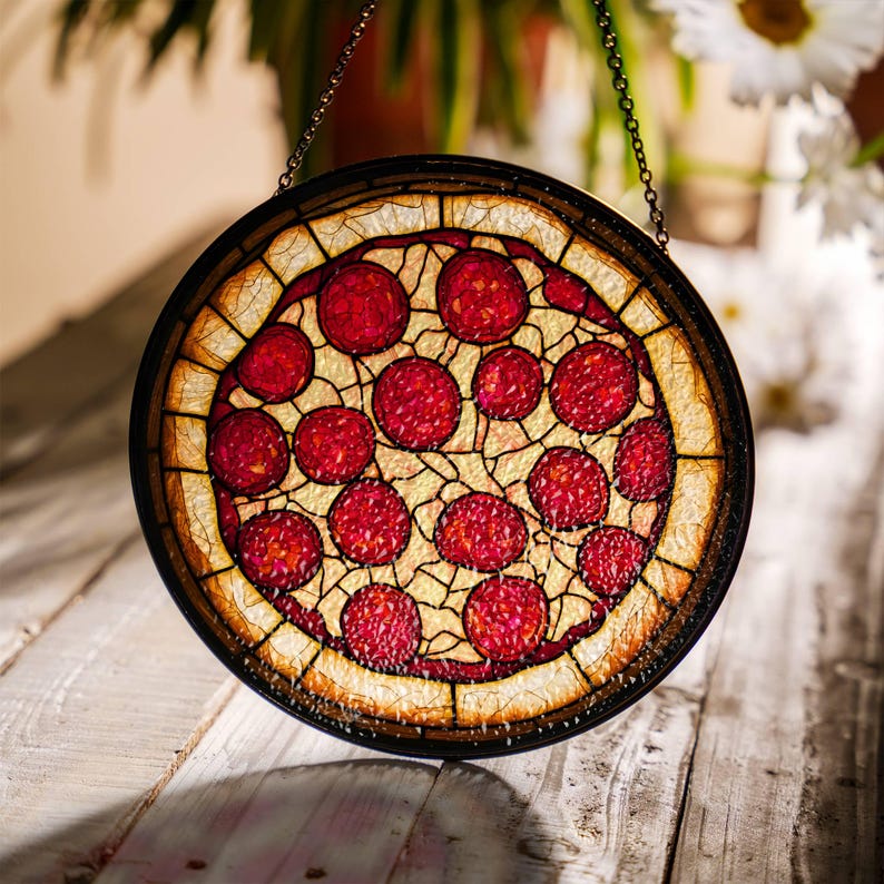 Pizza Stained Glass Suncatcher: Italian Food Window Hanging - Etsy