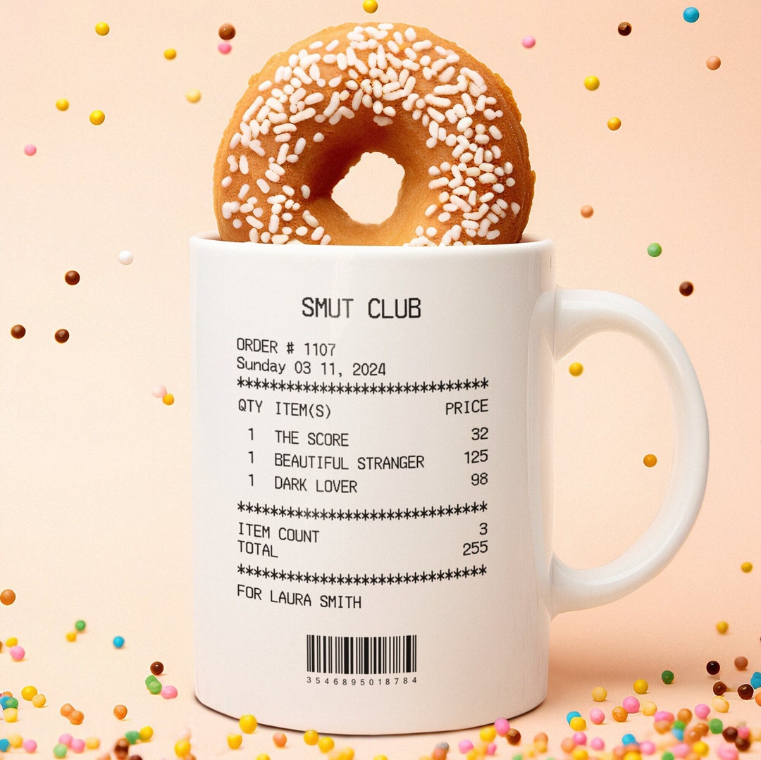 Personalized Smut Book Receipt Mug, Custom Book List Receipt Mug ...