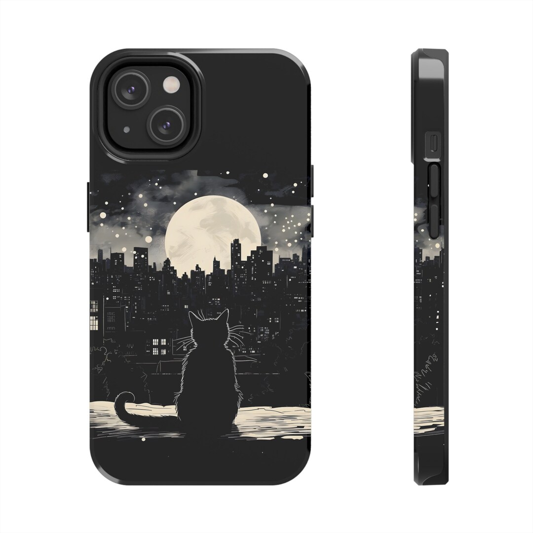 Cat and Moon iPhone Case, Cat Lovers Gifts Black Cat iPhone Case Witchy ...