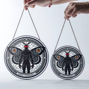 Mothman Stained Glass Suncatcher Mothman Lightcatcher Cryptid Window ...