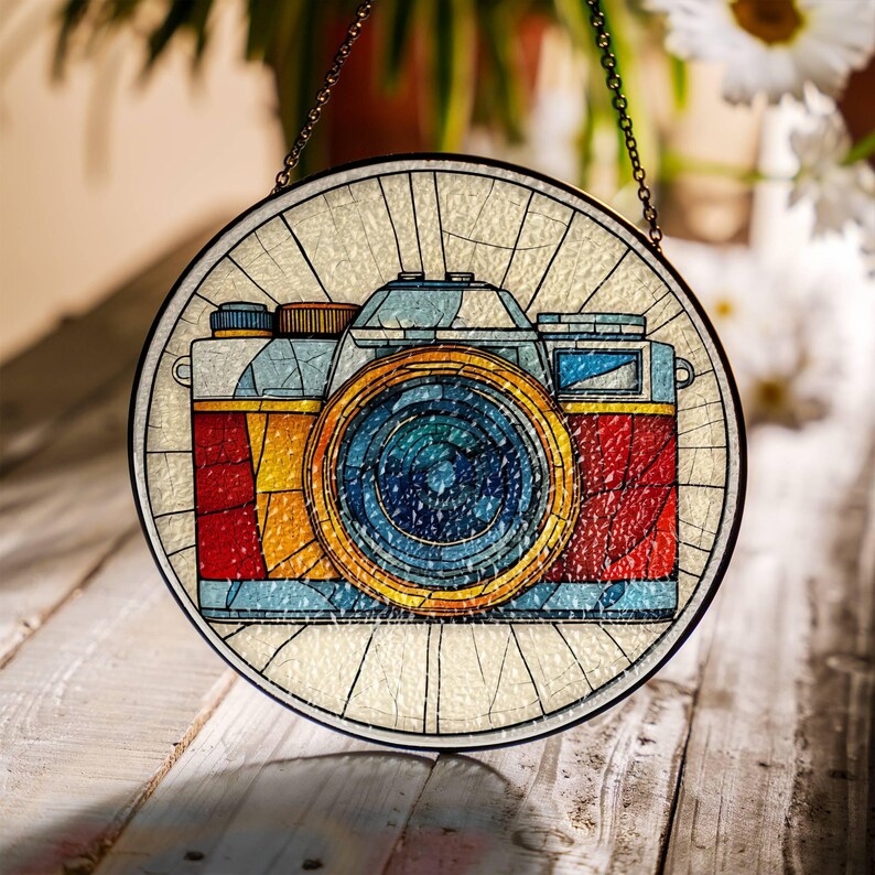 Vintage Camera Suncatcher: Stained Glass Photographer Window Hanging - Etsy
