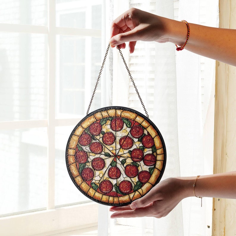Pizza Stained Glass Suncatcher: Italian Food Window Hanging - Etsy