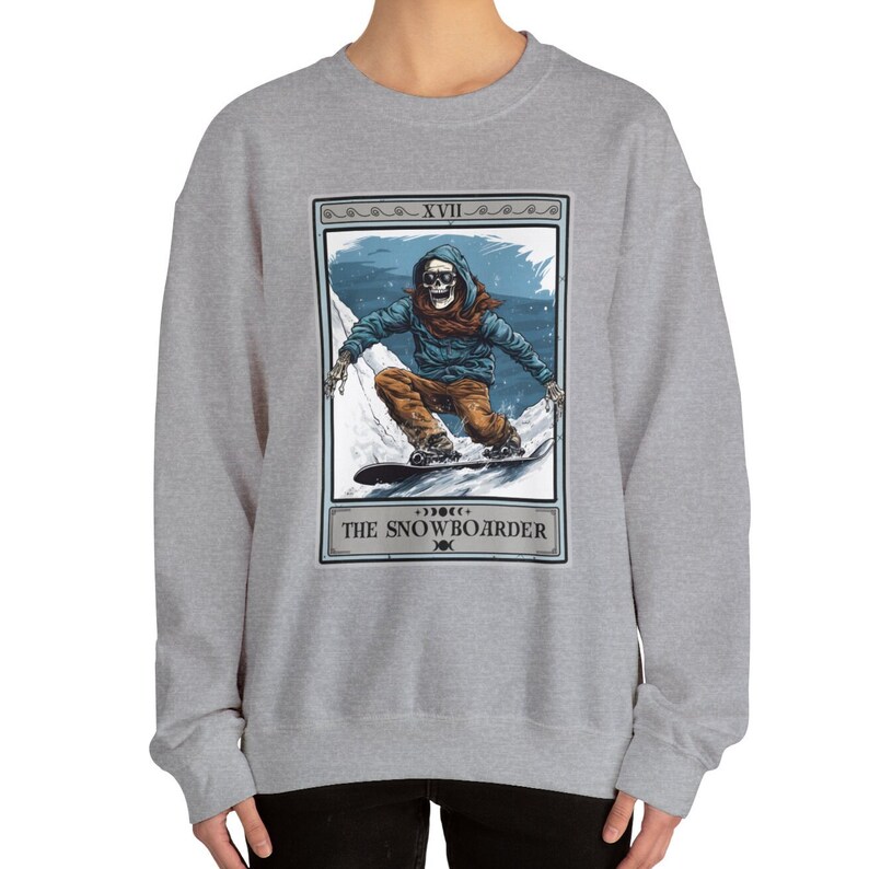 Snowboard Sweatshirt Snowboarder Tarot Card Sweatshirt, Skeleton ...