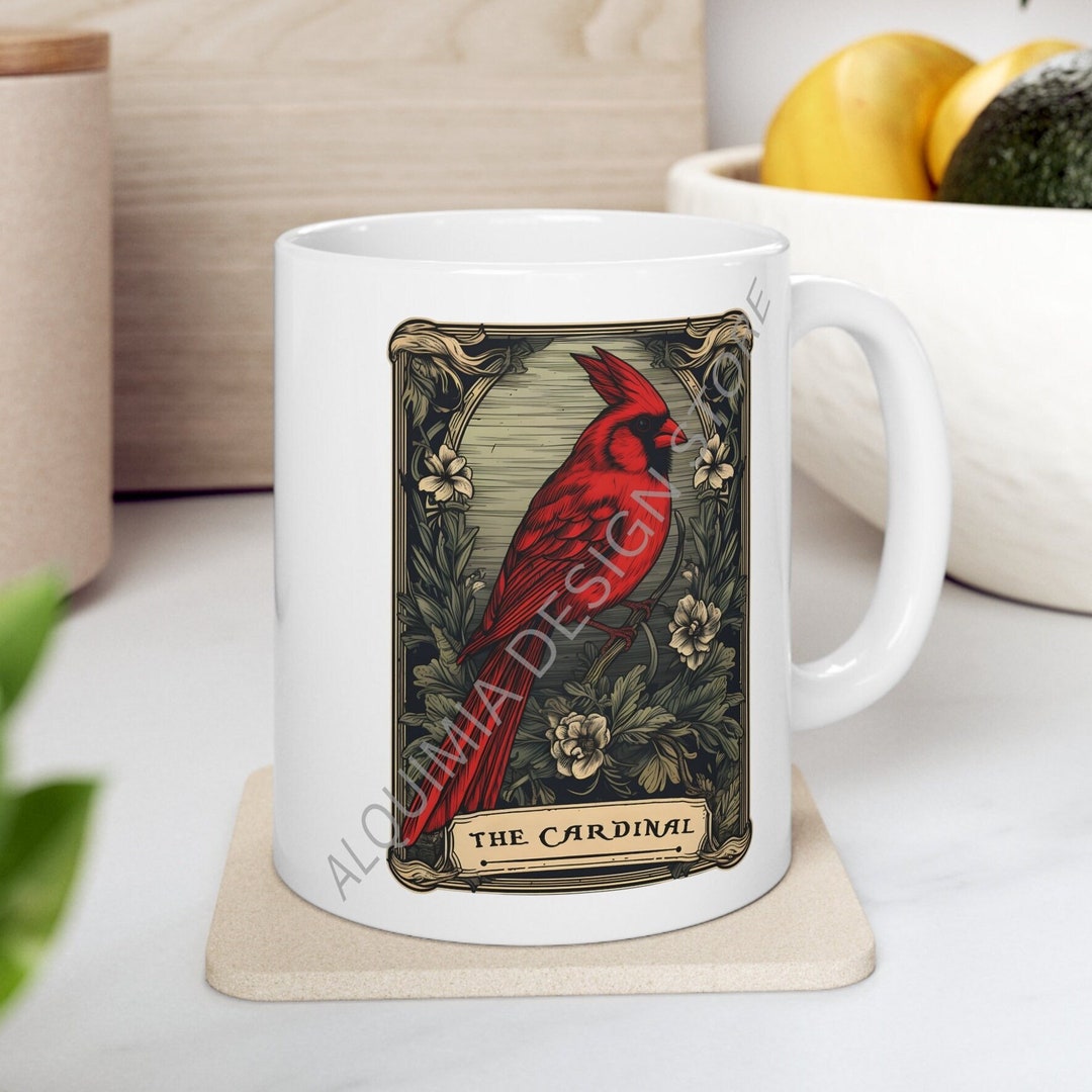 Cardinal Bird Mug, the Cardinal Tarot Card Mug, Red Cardinal Coffee Mug ...