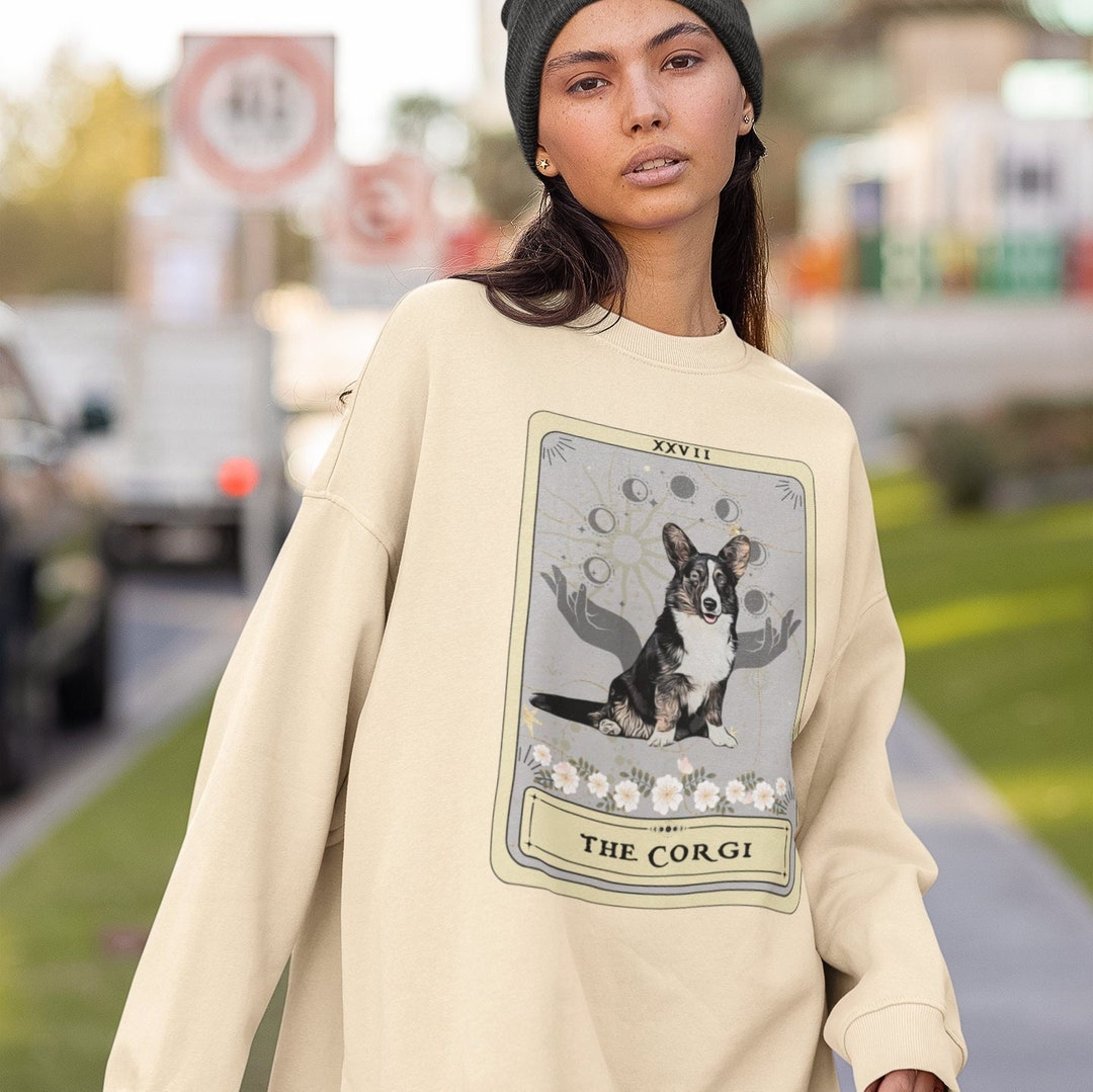 Corgi Sweatshirt, the Corgi Tarot Card Sweatshirt, Black and White ...