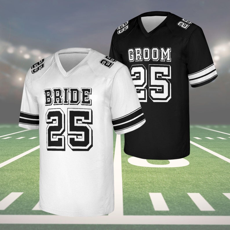 Bride and Groom Matching Football Jersey for Weddingday , Honeymoon Mr ...
