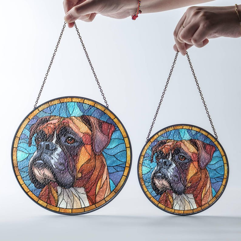 Boxer Stained Glass Suncatcher: Boxer Dog Light Catcher Home Decor - Etsy