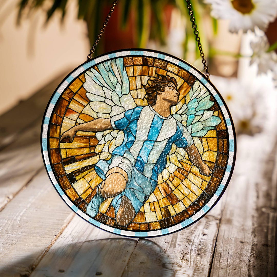 Argentina Stained Glass Guardian Angel Suncatcher Argentina Flag Colors ...