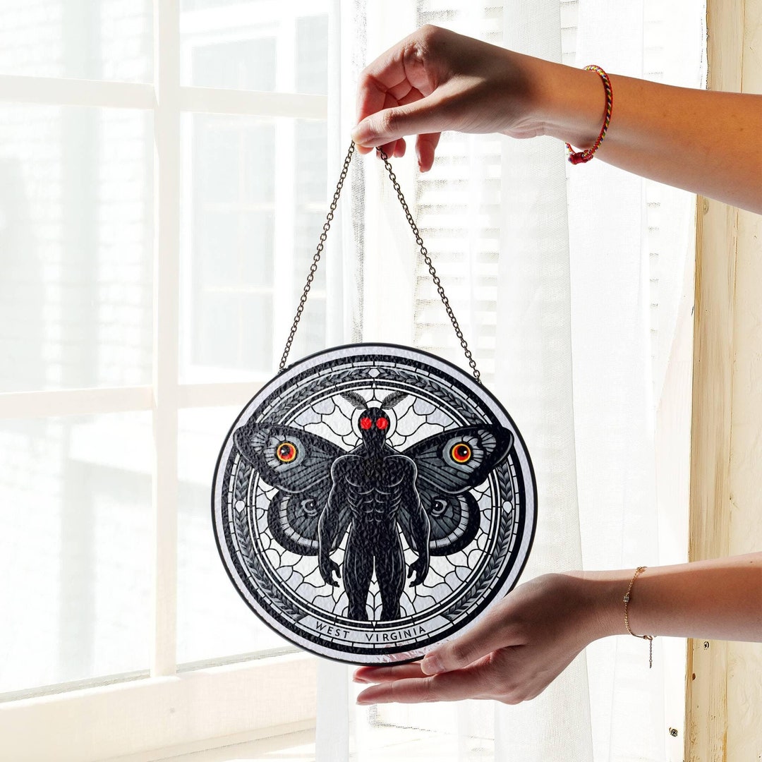 Mothman Stained Glass Suncatcher Mothman Lightcatcher Cryptid Window ...