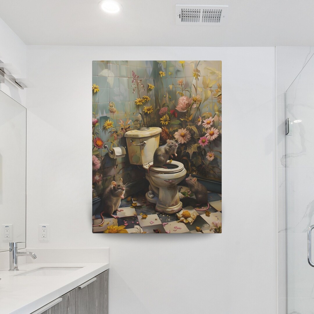 Rat Canvas Bathroom Wall Art Canvas Rat Bathroom Decor Bathroom Prints ...