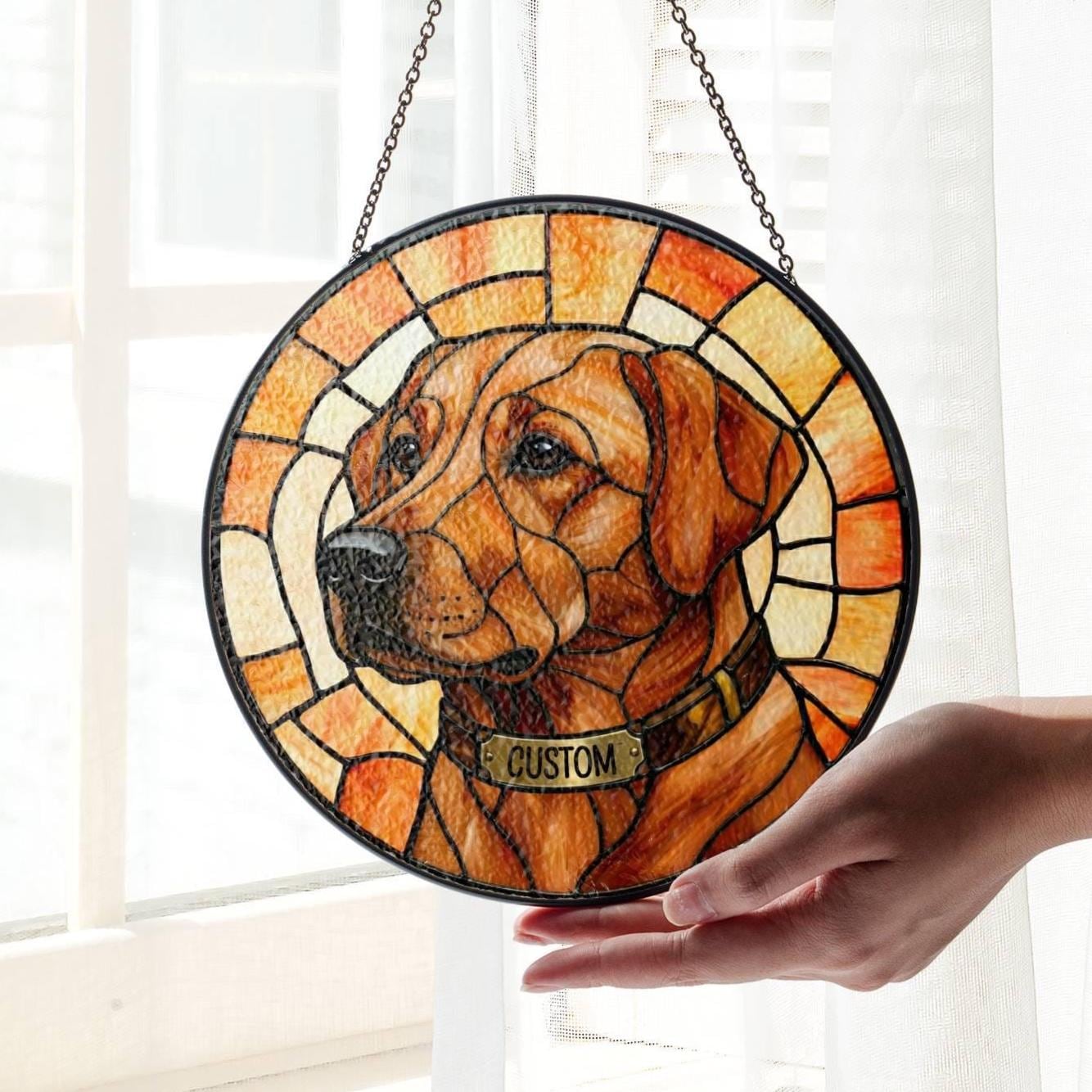 Personalized Labrador Stained Glass Suncatcher: Custom Name Labrador ...