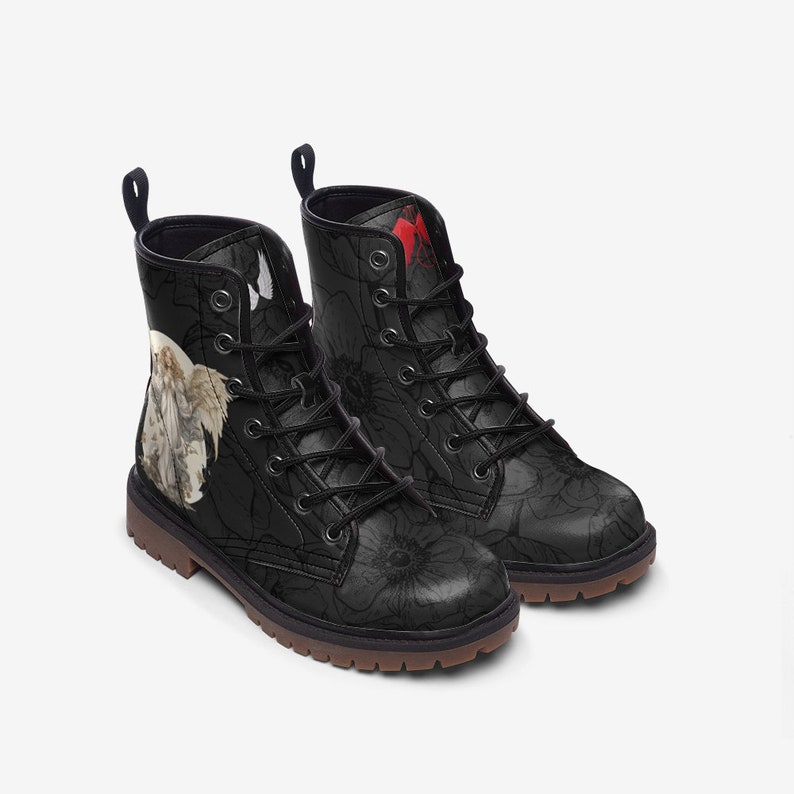 Angel and Devil Boots Combat Boots Goth Boots Vegan Leather Lace up ...