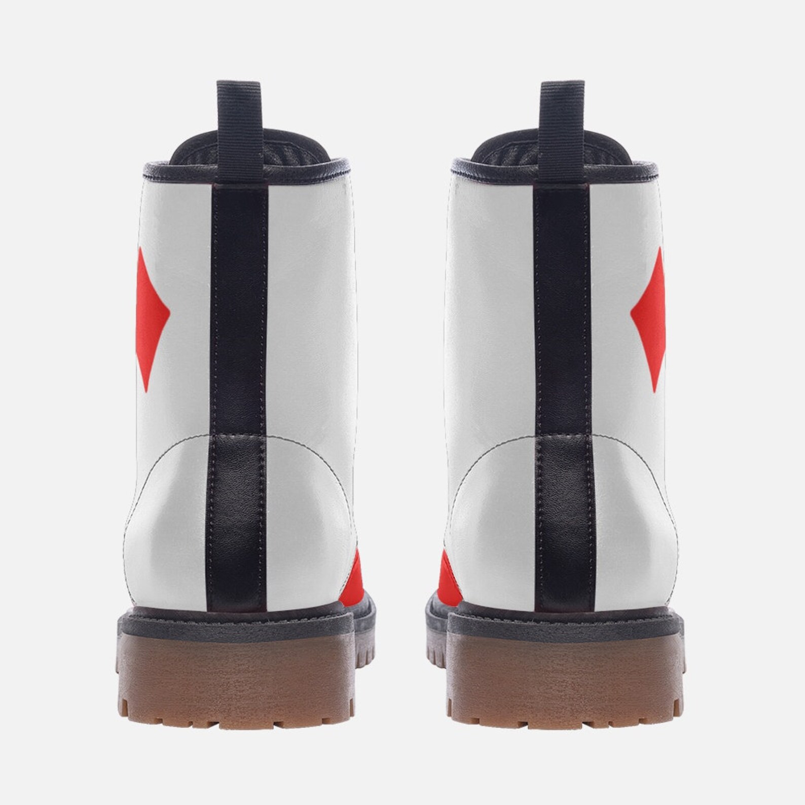 Poker Card Boots Red Diamonds Red White Ace of Diamonds Vegan Leather ...
