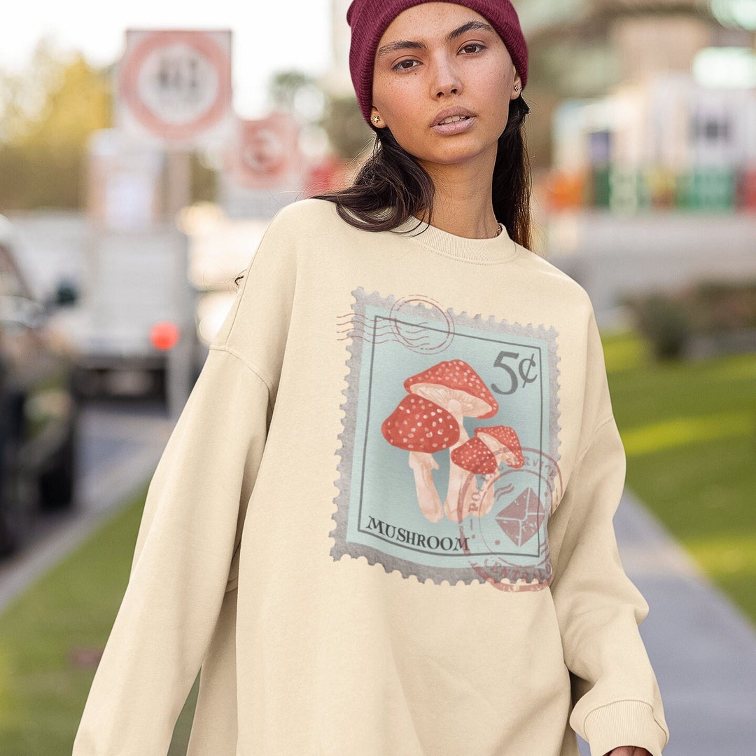 Mushroom Sweatshirt, Mushroom Post Stamp Sweater Foraging Sweatshirt ...