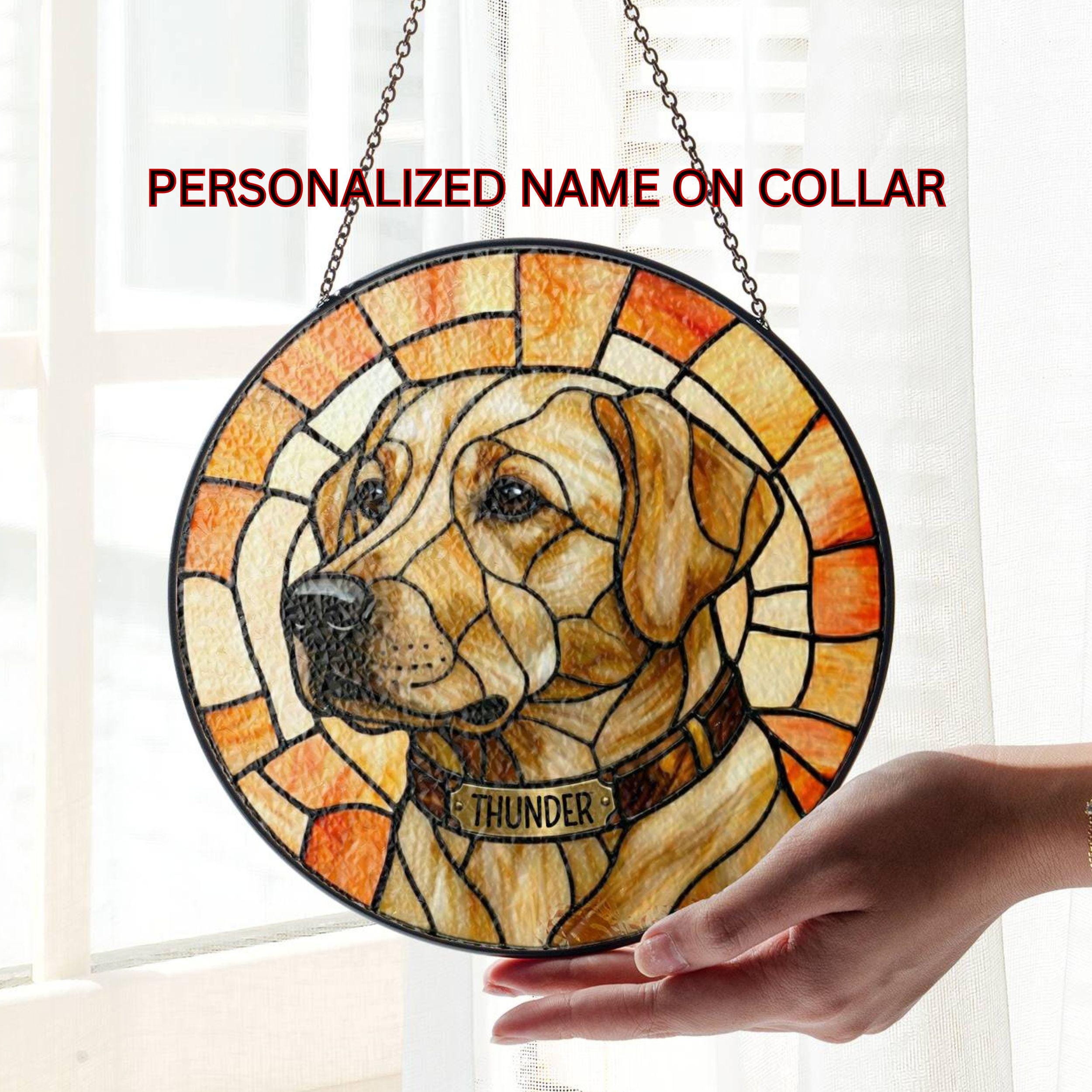 Personalized Labrador Stained Glass Suncatcher: Custom Name Labrador ...