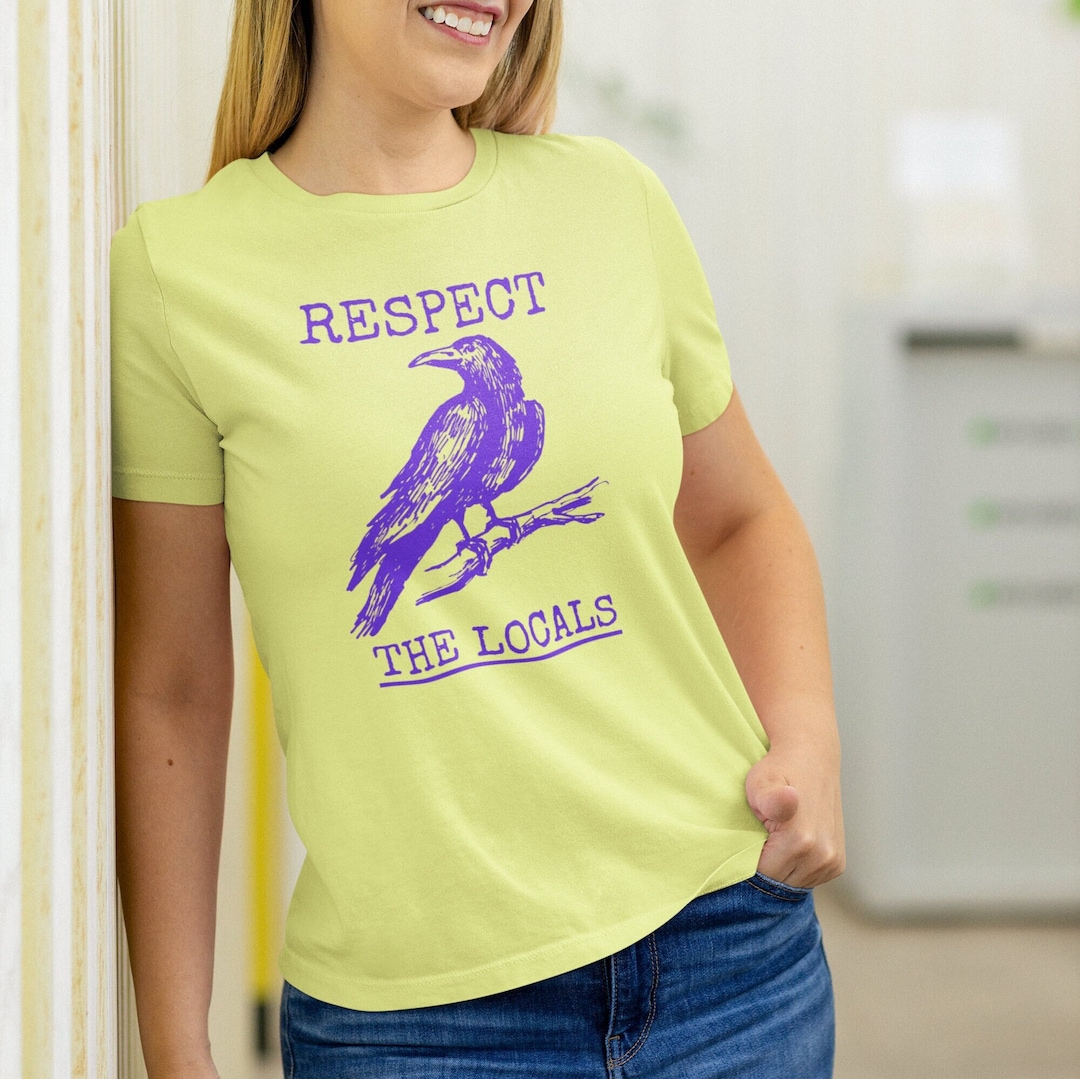 Respect the Locals Raven Shirt, Funny Retro Crow T-shirt Vintage Raven Tee Crow Lover Gifts Bird ...