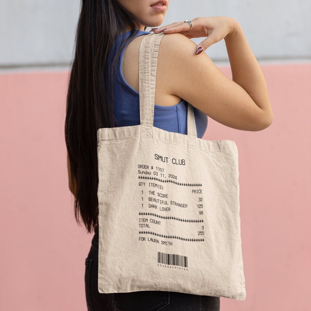 Custom Smut Book Receipt Tote Bag, Spicy Book Lover Gifts for Librarian ...