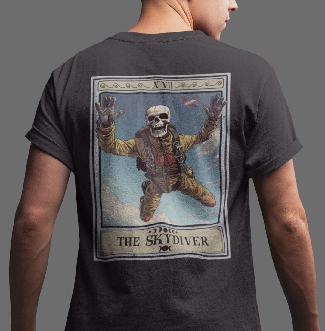 The Skydiver Tarot Card Shirt, BACK PRINT Skydiving Shirt Sky Diving ...