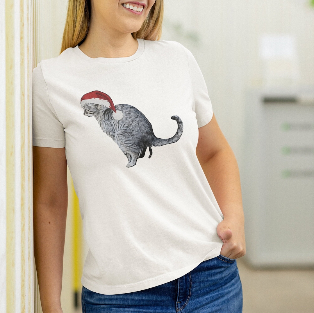 Christmas Cat Pooping Shirt, Cat Pooping T-shirt Funny Cat Mom Gifts ...