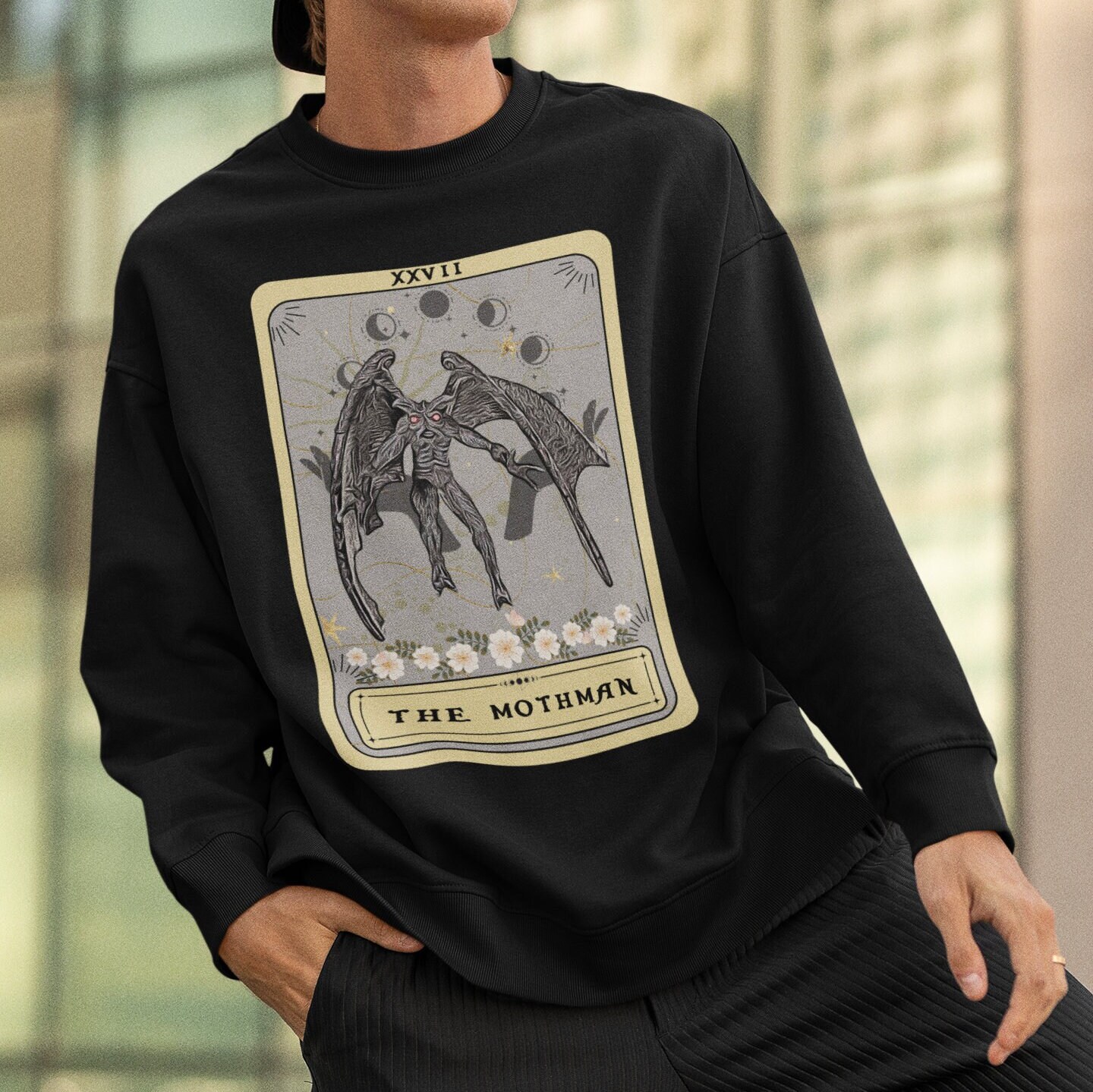 Mothman Sweatshirt, the Mothman Tarot Card Sweatshirt, Cryptid Gift ...
