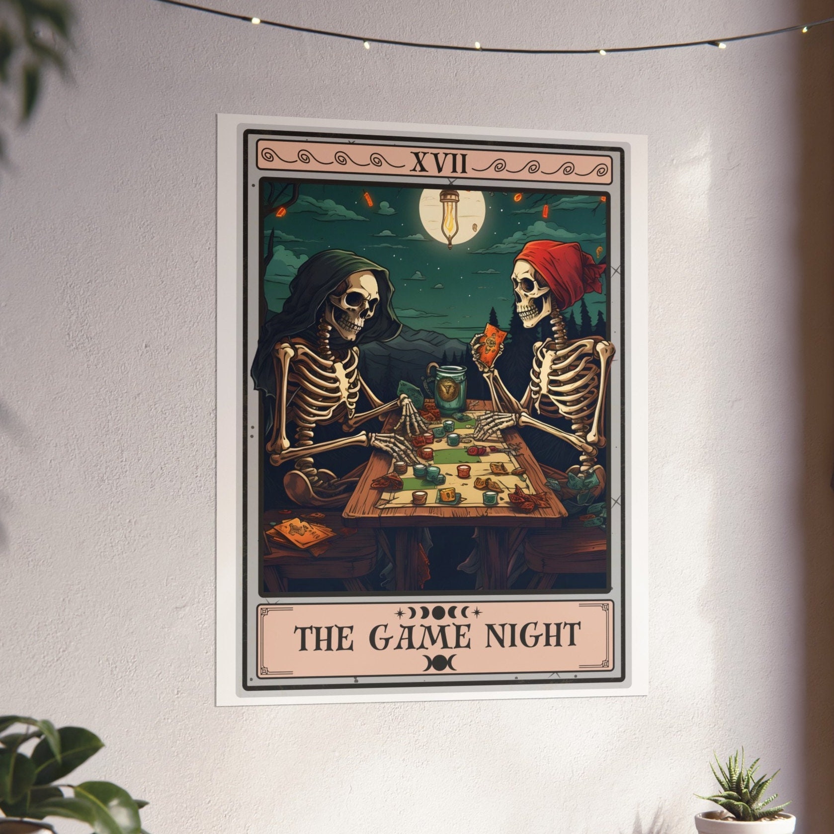 Game Night Tarot Card Art Print: Spooky Board Game Room Poster - Etsy